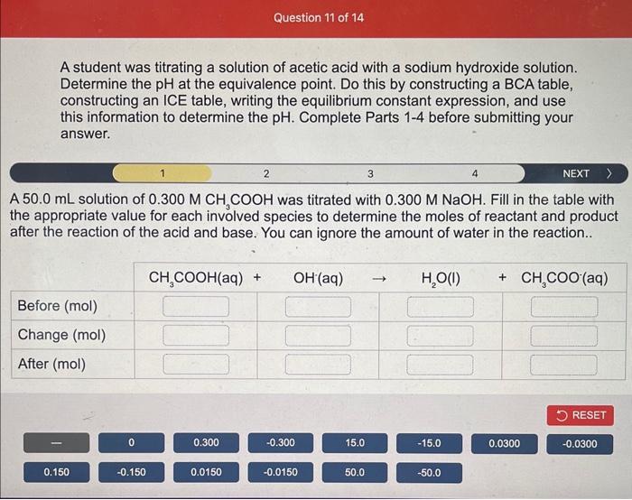 Solved A student was titrating a solution of acetic acid | Chegg.com