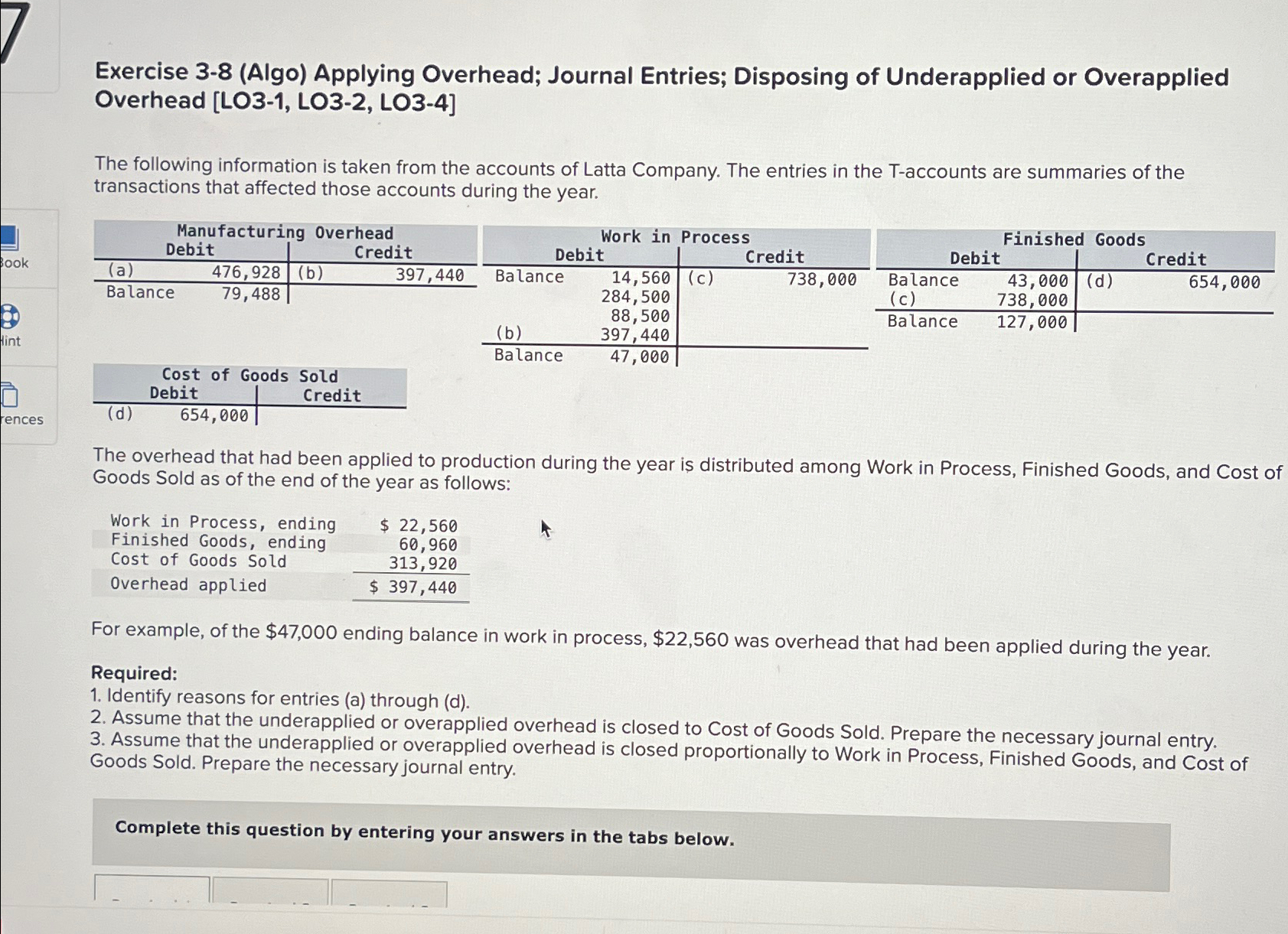 Solved Exercise 3-8 (Algo) ﻿Applying Overhead; Journal | Chegg.com