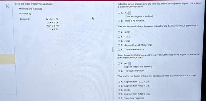 Solved Solve the linear programming problem. Minimize and | Chegg.com