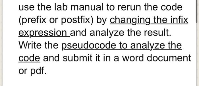 Solved use the lab manual to rerun the code (prefix or | Chegg.com