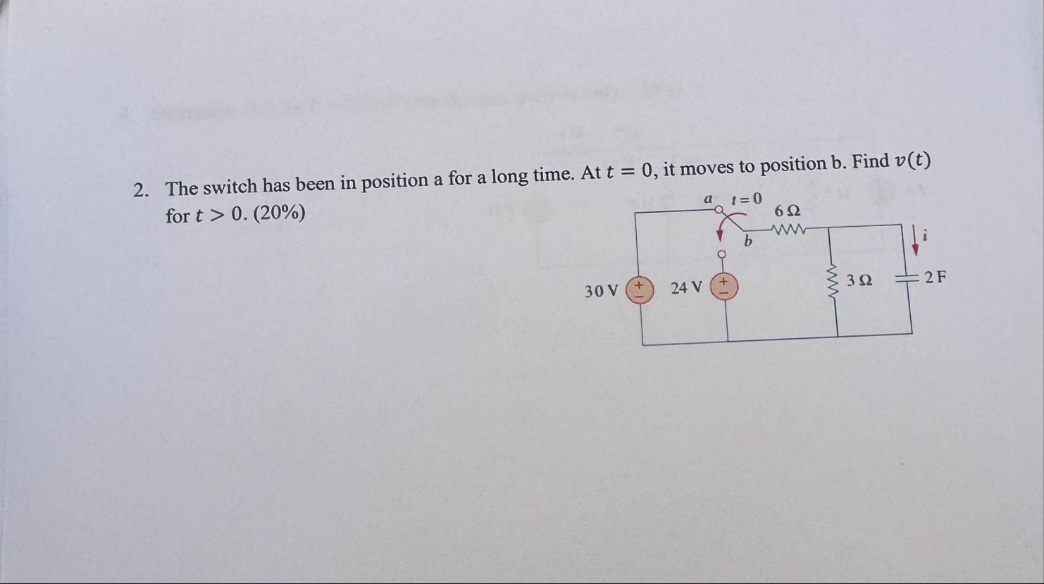 Solved The switch has been in position a for a long time. At | Chegg.com
