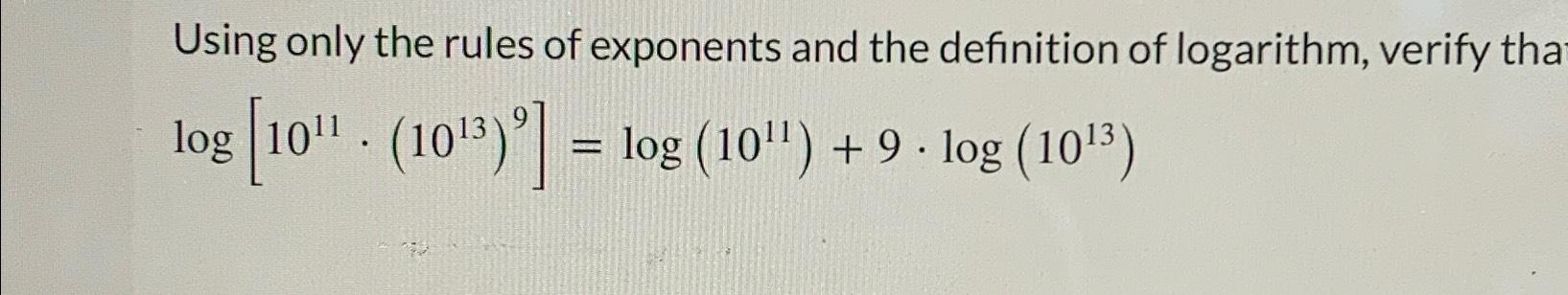 Solved Using only the rules of exponents and the definition | Chegg.com