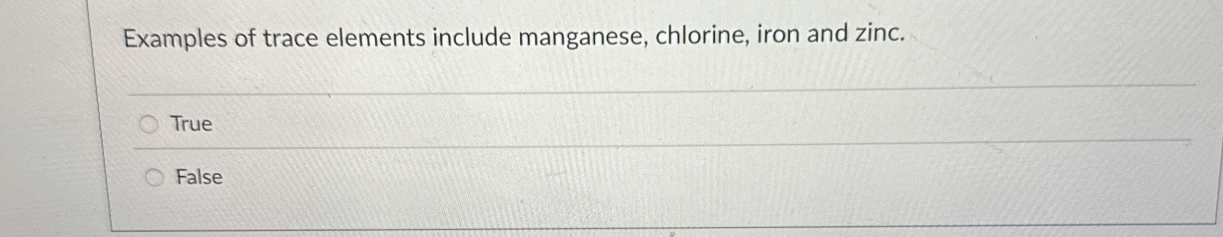 Solved Examples of trace elements include manganese, | Chegg.com