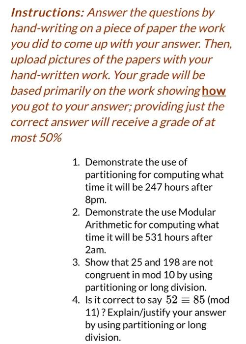 Solved Instructions: Answer the questions by hand-writing on | Chegg.com