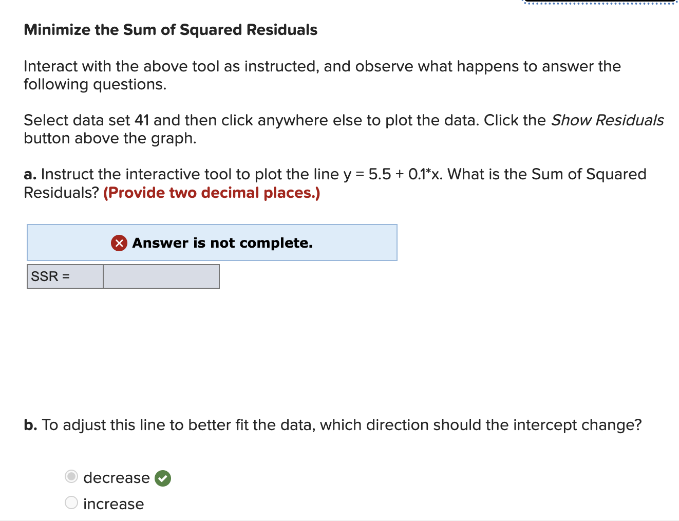 expert Minimize the Sum of Squared ResidualsInteract | Chegg.com