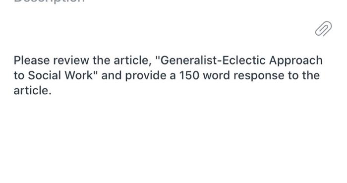 Solved Please review the article, "Generalist-Eclectic | Chegg.com