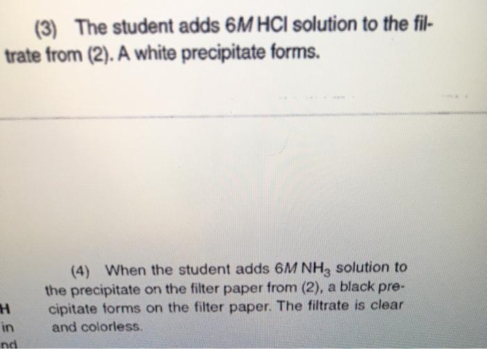 Solved 3. A student analyzes a clear, colorless solution | Chegg.com