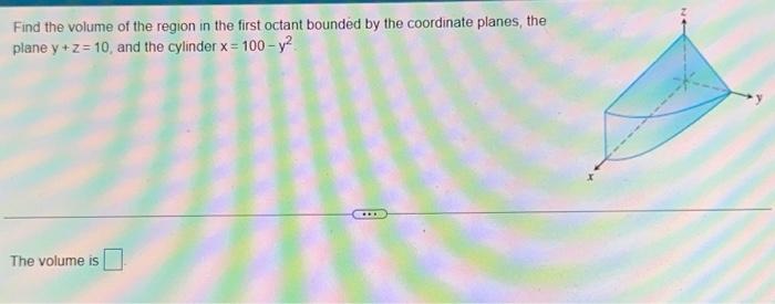 Solved Find the volume of the region in the first octant | Chegg.com