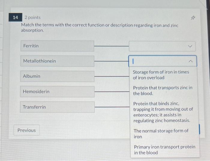 Solved 42 points Match the terms with the correct function | Chegg.com