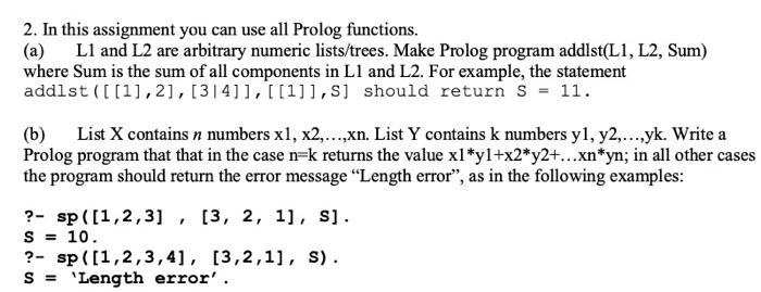 2. In this assignment you can use all Prolog | Chegg.com