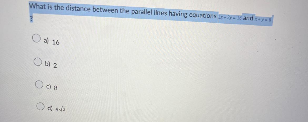 Solved What is the distance between the parallel lines | Chegg.com