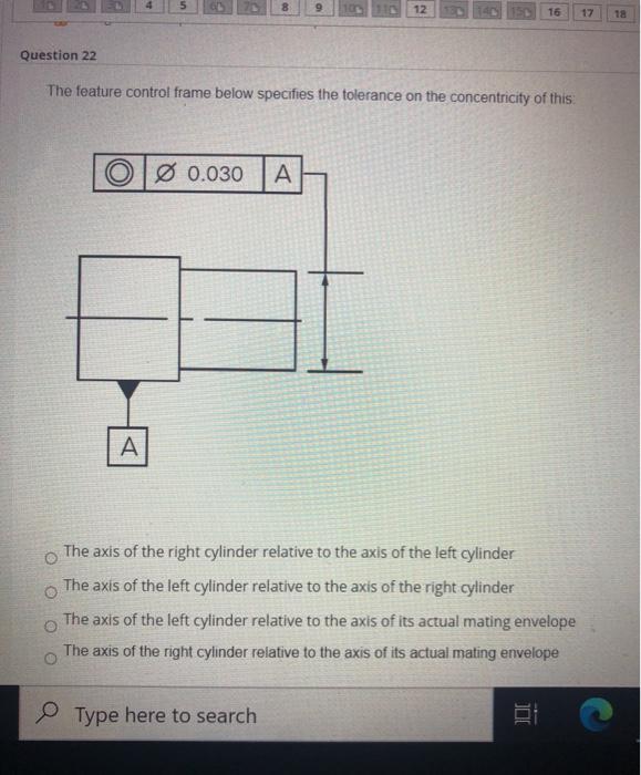 Solved 5 9 12 16 17 Question 22 The feature control frame | Chegg.com