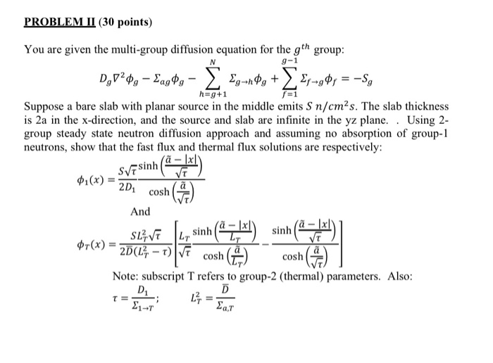 PROBLEM II (30 points) You are given the multi-group | Chegg.com