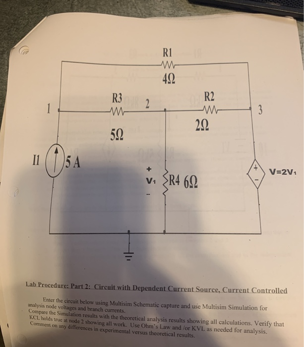Solved R1 4 2 R3 R2 1 2 3 202 512 11 0 5 A V 2v1 V1 R4 692