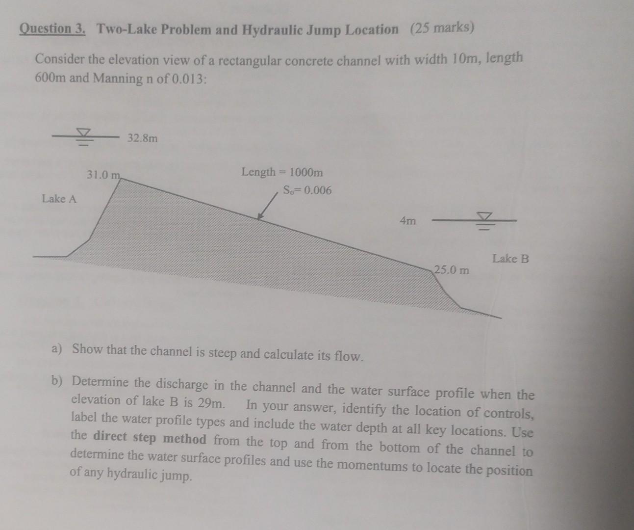 Solved open channel hydraulic strand. all calculation with | Chegg.com