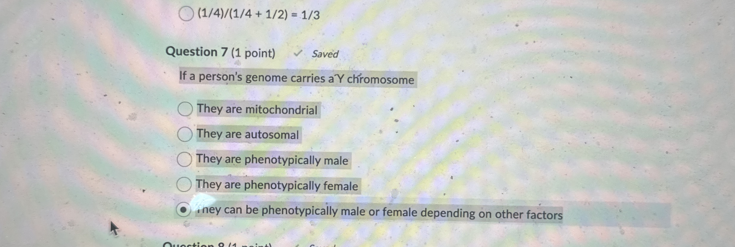 1414+12=13Question 7 (1 ﻿point) ﻿SavedIf a person's | Chegg.com