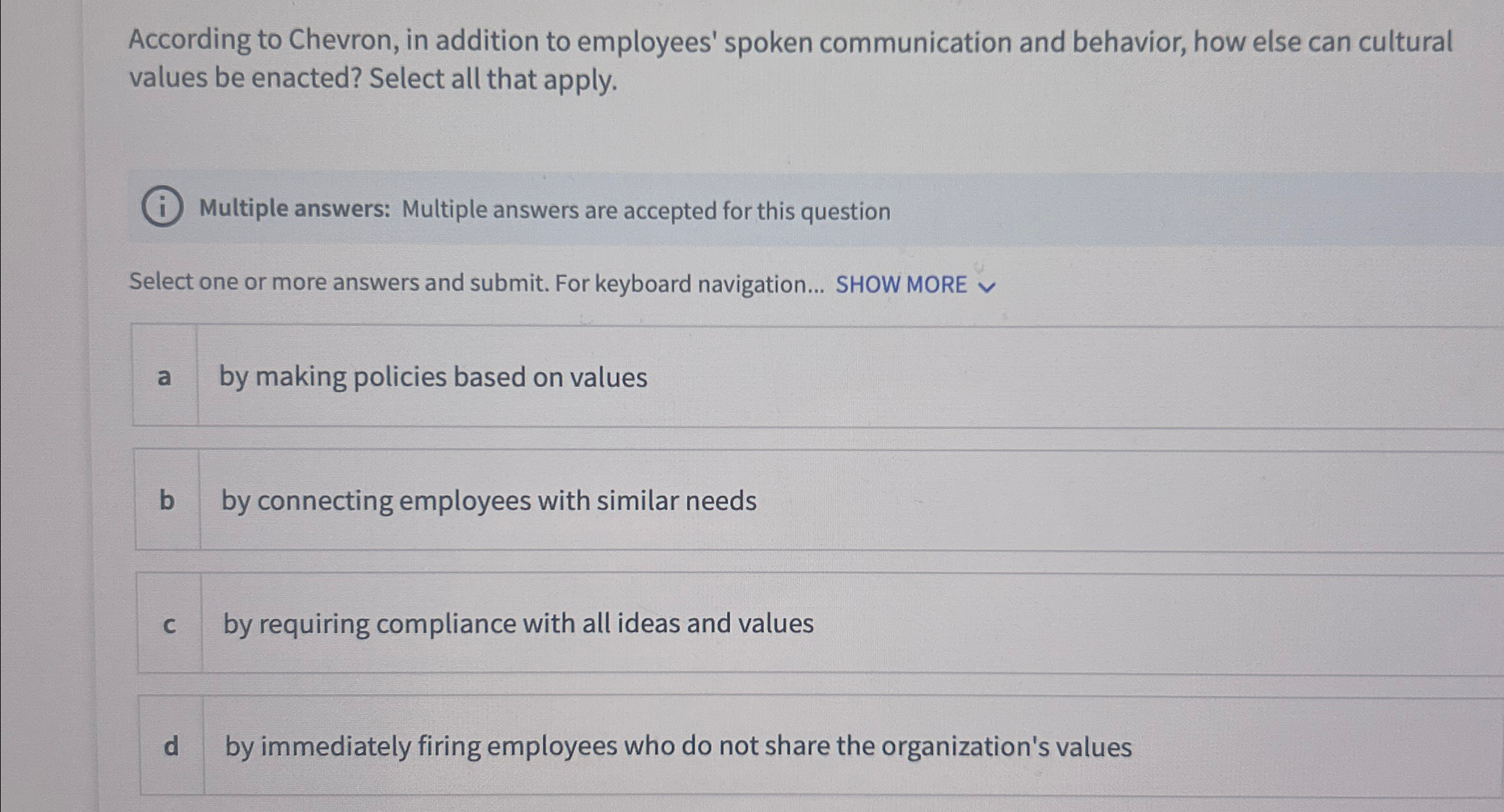 Solved According to Chevron, in addition to employees' | Chegg.com
