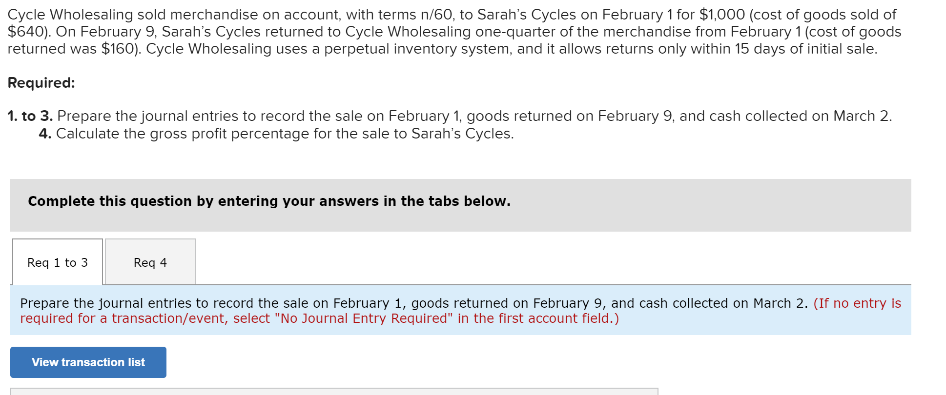 Solved Cycle Wholesaling sold merchandise on account, with | Chegg.com