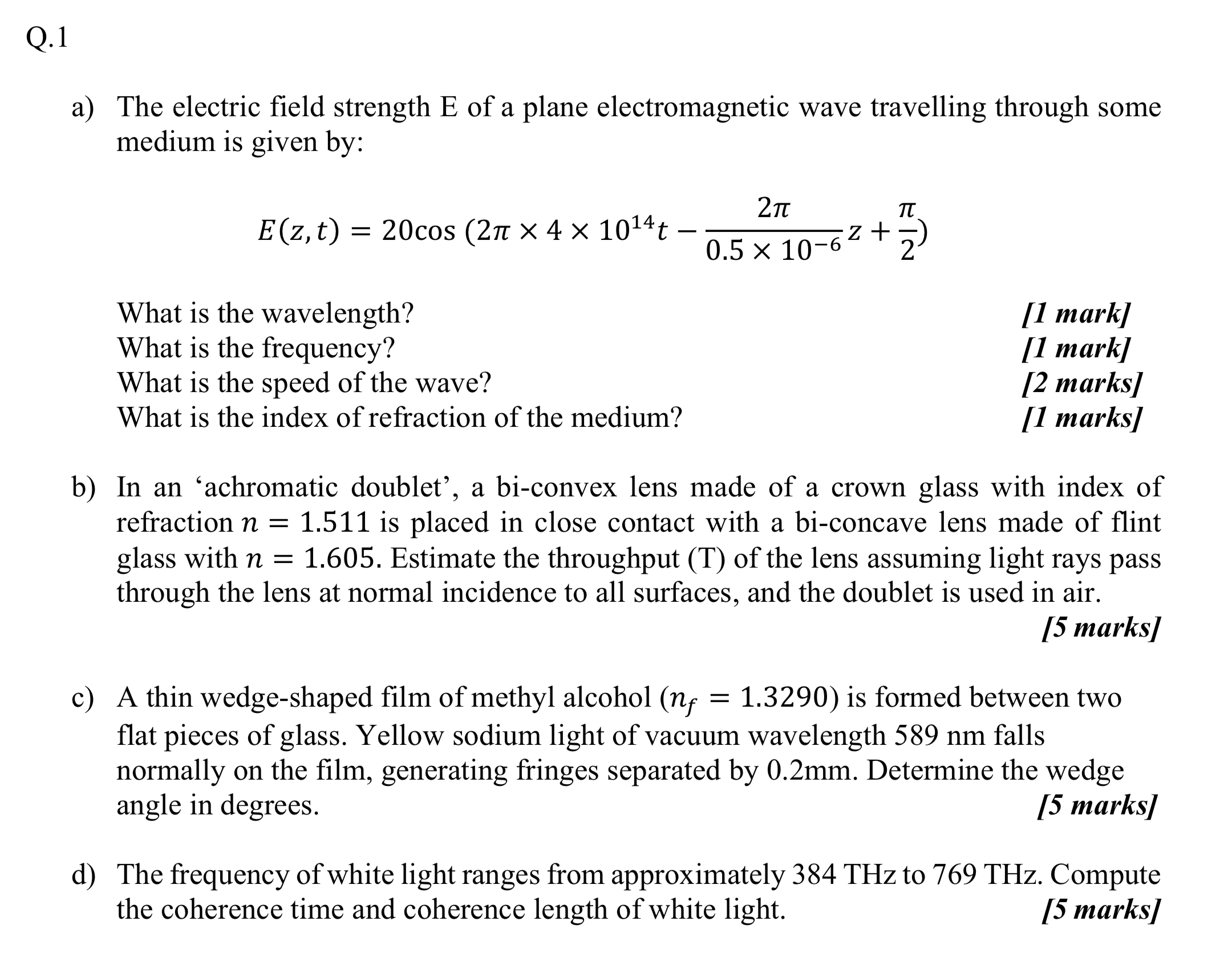 Solved Q. 1a) ﻿The electric field strength E ﻿of a plane | Chegg.com