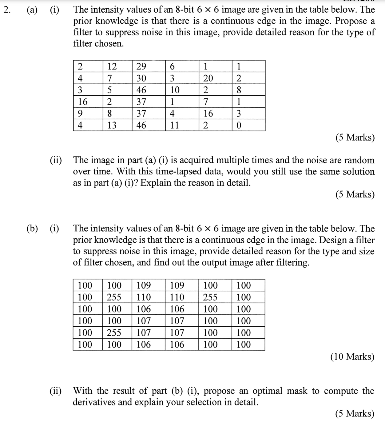 Solved (a)(i)The intensity values of an 8 -bit 6×6 ﻿image | Chegg.com