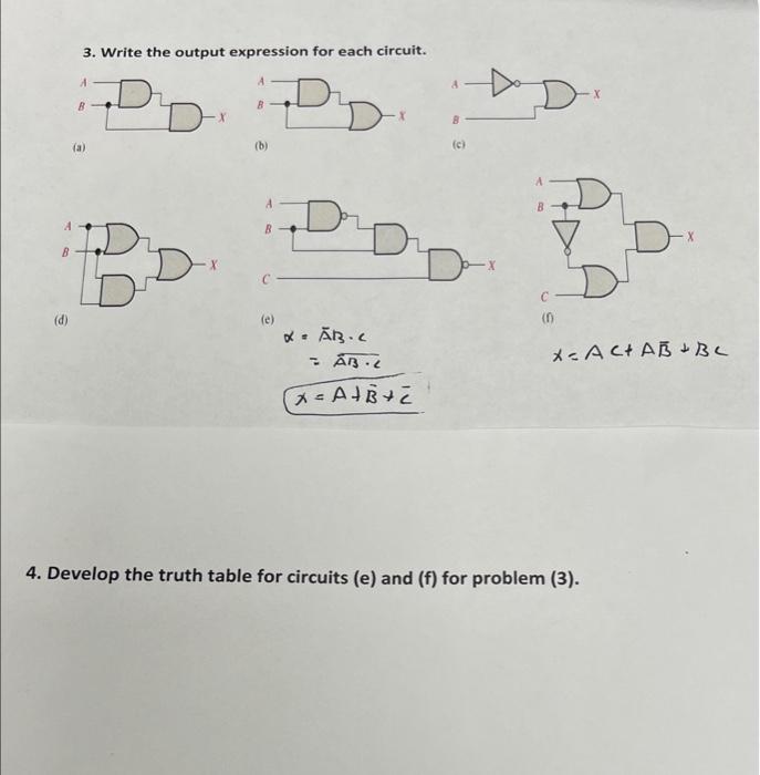Solved 3. Write the output expression for each circuit. (a) | Chegg.com