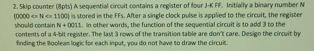 Solved 2. Skip counter (8pts) A sequential circuit contains | Chegg.com