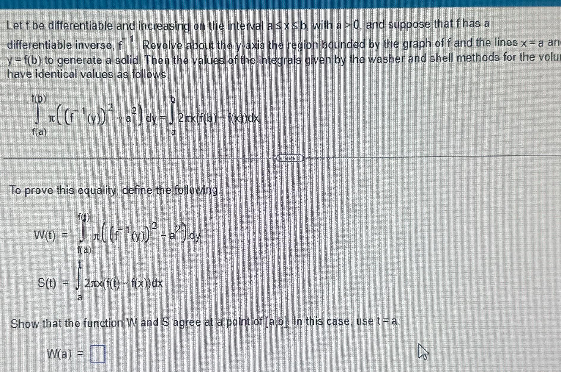 Solved Let f ﻿be differentiable and increasing on the | Chegg.com
