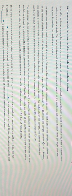 Solved The relationship between confidence intervals and | Chegg.com