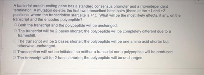 Solved A bacterial protein-coding gene has a standard | Chegg.com