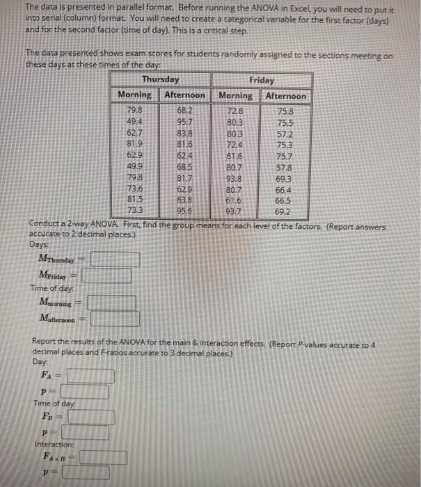 Solved The data is presented in parallel format. Before | Chegg.com