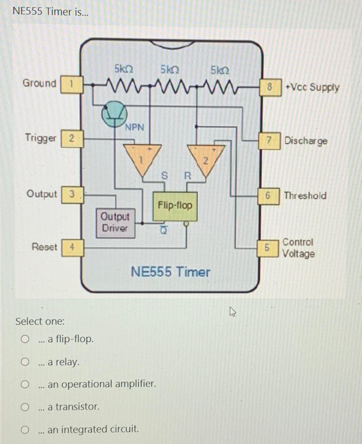 Solved NE555 ﻿Timer is...GroundSelect one:a flip-flop.a | Chegg.com