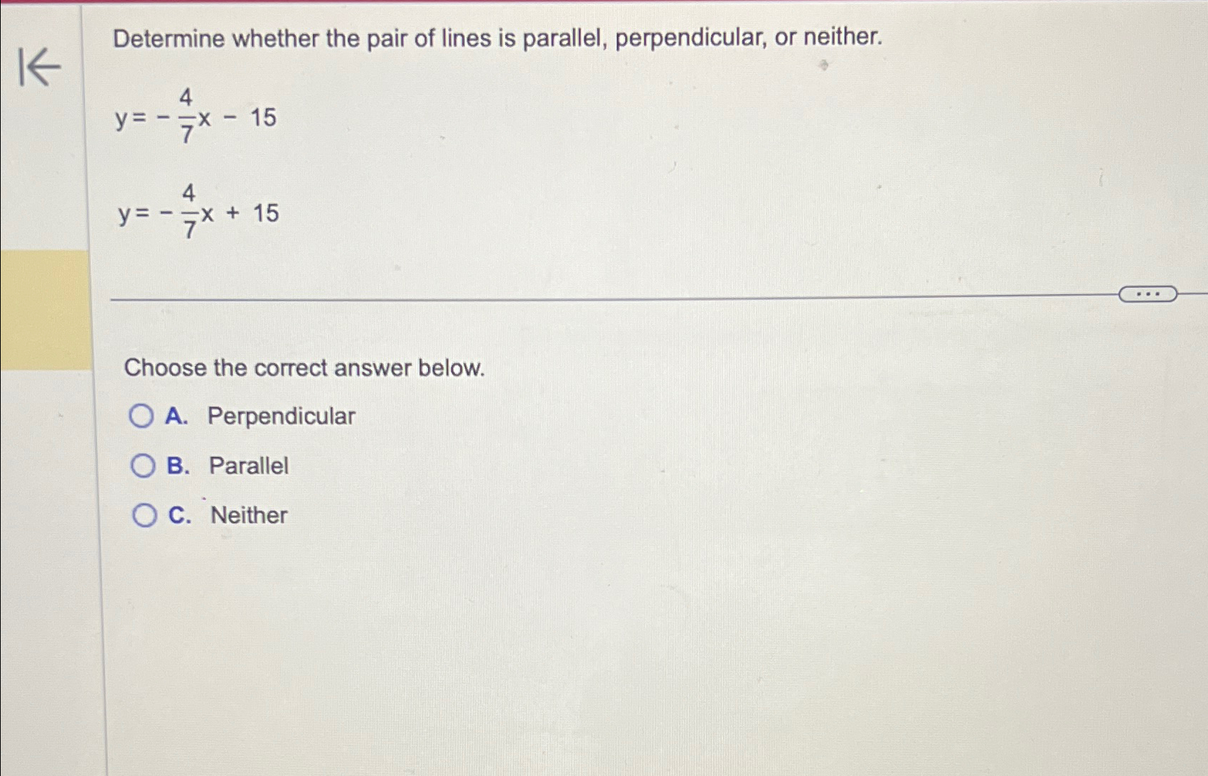 Solved Determine whether the pair of lines is parallel, | Chegg.com