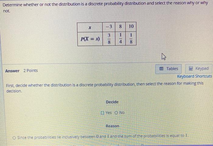 Solved Determine whether or not the distribution is a | Chegg.com