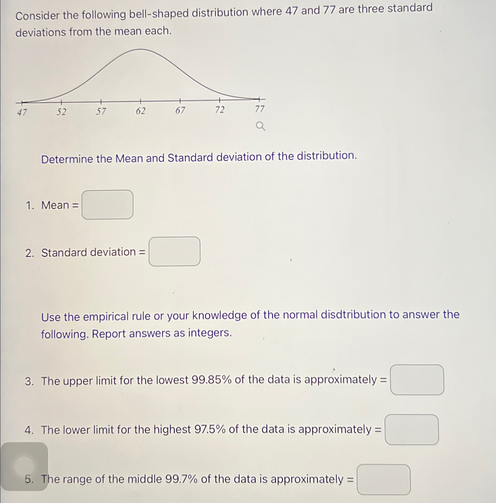 Solved Consider the following bell-shaped distribution where | Chegg.com
