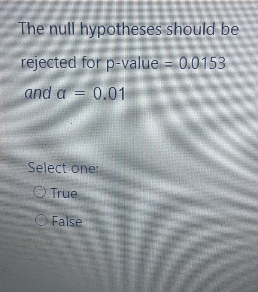 Solved The null hypotheses should be rejected for p-value = | Chegg.com
