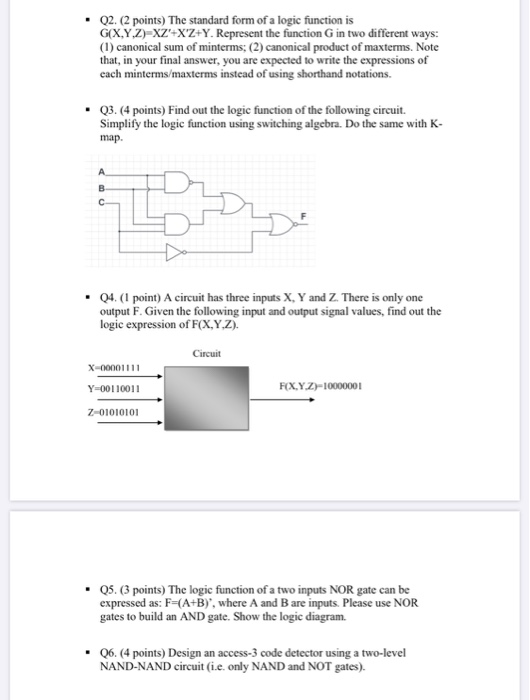 Solved • Q2. (2 points) The standard form of a logic | Chegg.com
