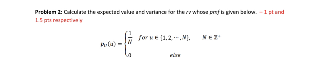 Solved Problem 2: Calculate the expected value and variance | Chegg.com