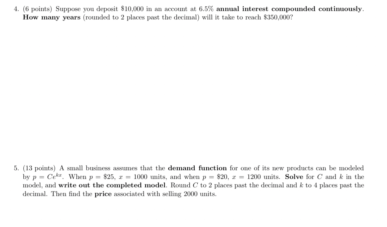 Solved (6 ﻿points) ﻿Suppose you deposit $10,000 ﻿in an | Chegg.com