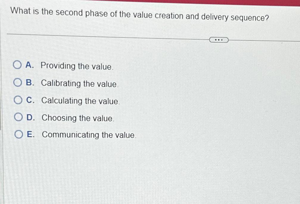 Solved What is the second phase of the value creation and | Chegg.com