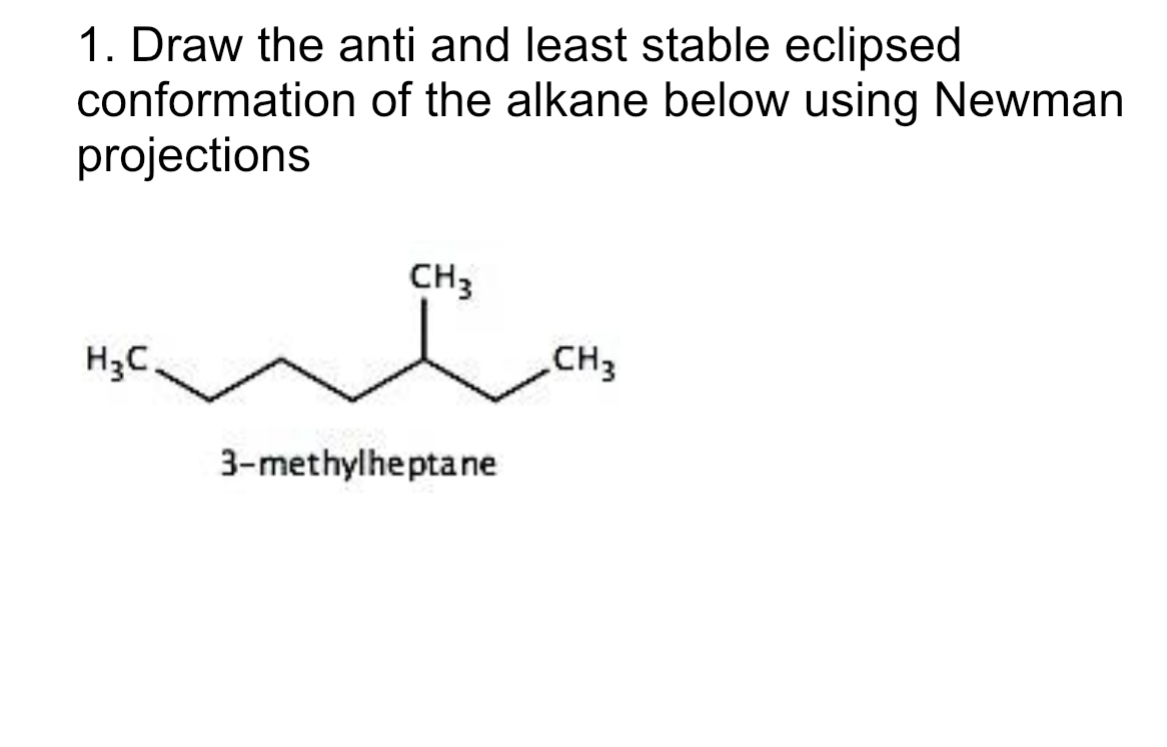 Solved Draw the anti and least stable eclipsedconformation | Chegg.com