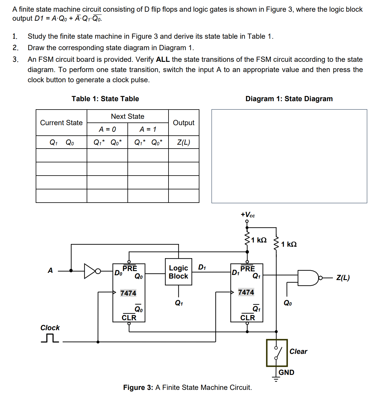 A finite state machine circuit consisting of D ﻿flip | Chegg.com
