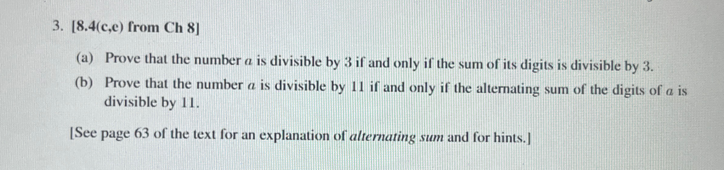 Solved from Ch8(a) ﻿Prove that the number a ﻿is divisible by | Chegg.com