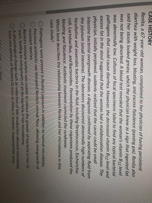 Solved CASE HISTORY Renita, a 67-year-old woman, complained | Chegg.com