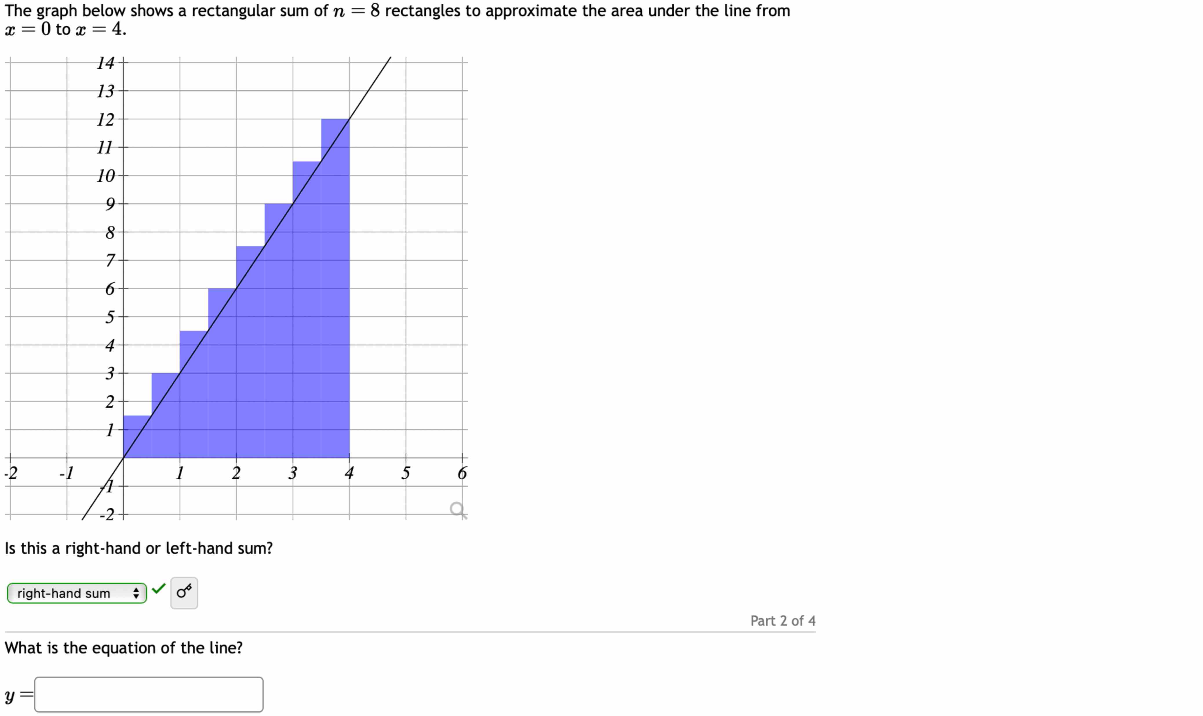 Solved The graph below shows a rectangular sum of n=8 | Chegg.com