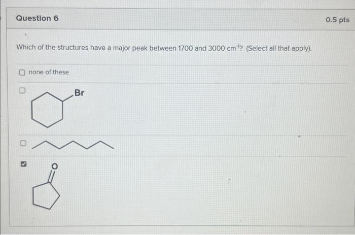 Solved Which of the structures have a major peak between | Chegg.com