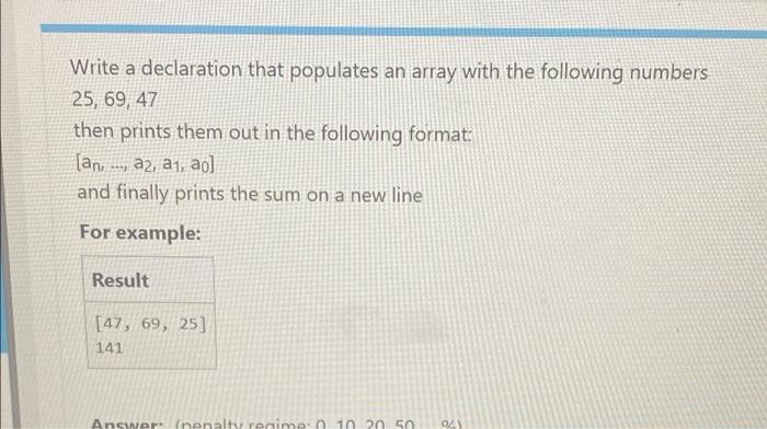 Solved Write A Declaration That Populates An Array With The
