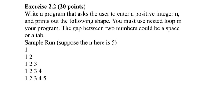 Solved Exercise 2.2 (20 points) Write a program that asks | Chegg.com