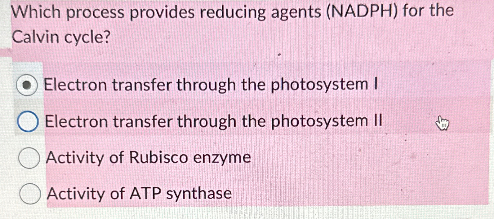 Solved Which process provides reducing agents (NADPH) ﻿for | Chegg.com
