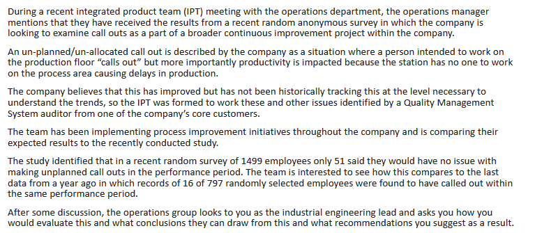 Solved During a recent integrated product team (IPT) | Chegg.com