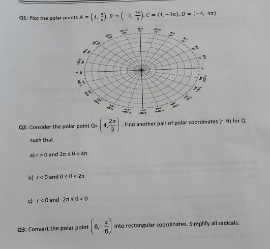 Solved Q1: Plot the polar points A =(3, 3).B = (-2,5),C = | Chegg.com